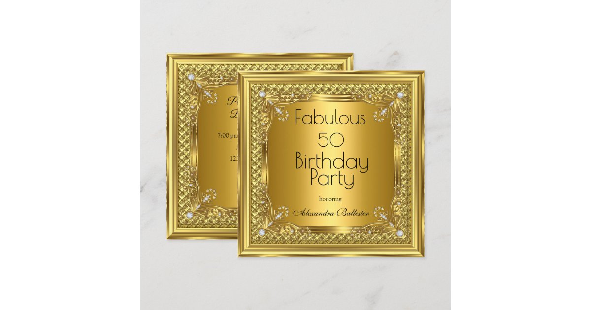 Elegant Golden Birthday Party Gold Diamonds Invitation | Zazzle