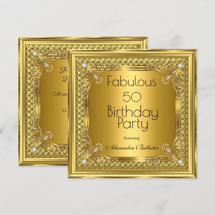 Elegant Golden Birthday Party Gold Diamonds Invitation | Zazzle.com
