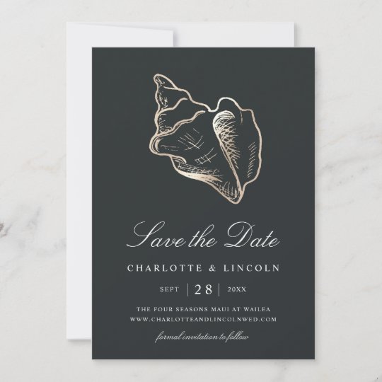 Elegant Golden Conch Shell Wedding Save The Date | Zazzle.com