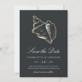 Elegant Golden Conch Shell Wedding Save The Date | Zazzle