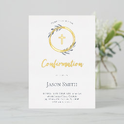 elegant golden details Confirmation Foil Invitation | Zazzle