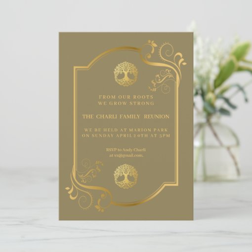 Elegant golden family reunion invitation | Zazzle