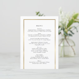 Elegant Golden Frame Menu | Zazzle