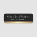 Elegant golden gradient border black name tag | Zazzle