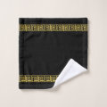 Elegant Golden Greek Pattern on Black Bath Towel Set | Zazzle