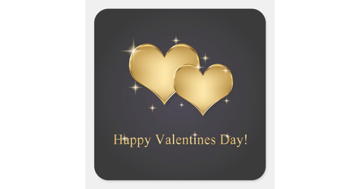 Elegant Golden Hearts Name - Valentine's Day Square Sticker | Zazzle