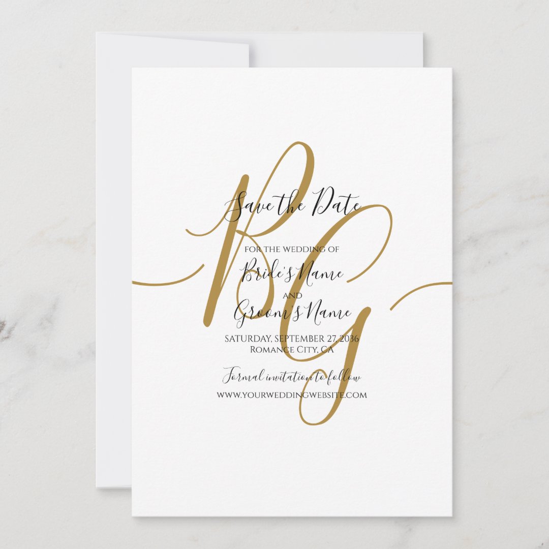 Elegant Golden Initials Wedding Save The Date | Zazzle