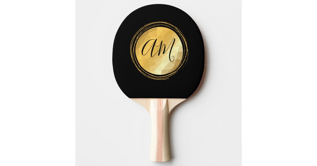 Elegant golden metallic festive initial letters ping pong paddle | Zazzle