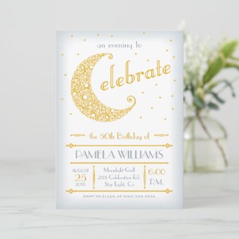Elegant Golden Moon Celebration Invitation | Zazzle