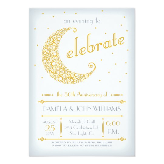Elegant Golden Moon Celebration Invitation | Zazzle.com