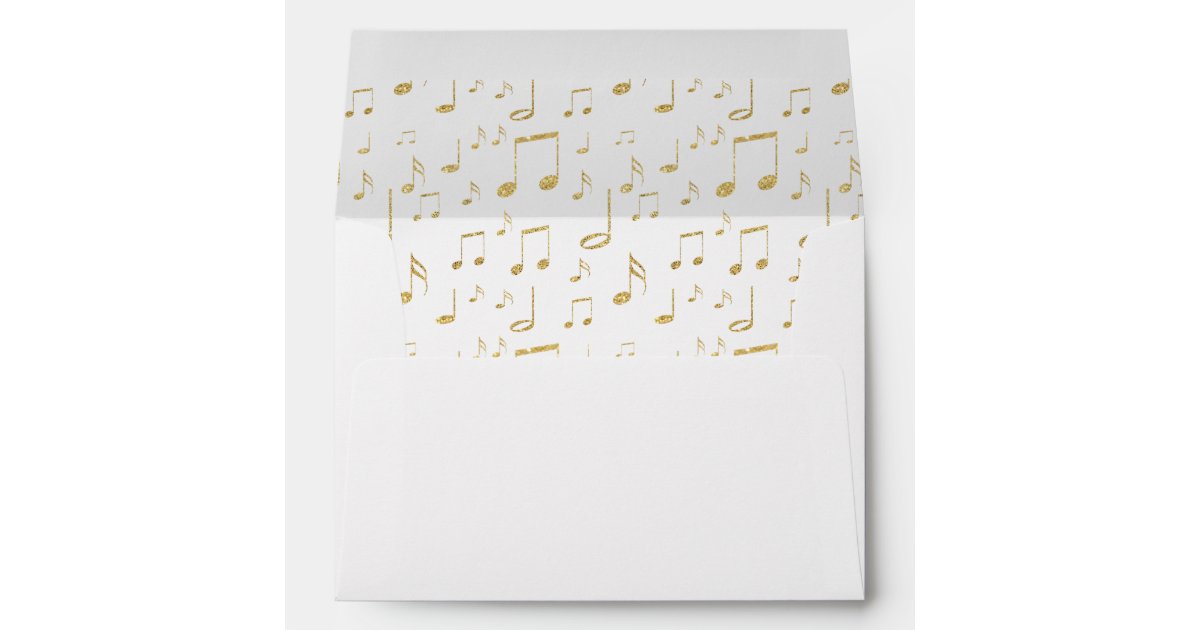 elegant golden music notes pattern envelope | Zazzle