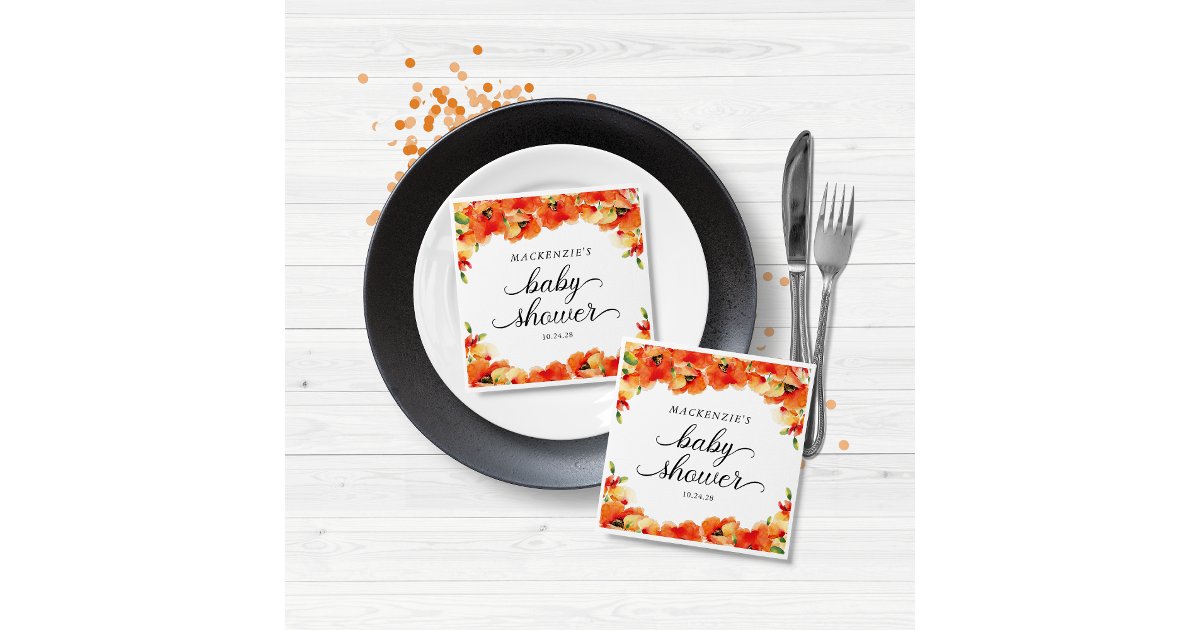 Elegant Golden Poppy Baby Shower Napkins | Zazzle