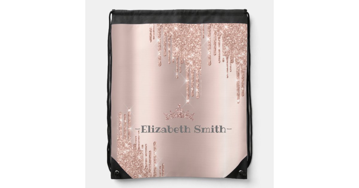 Elegant golden rose glitter, royal drawstring bag | Zazzle