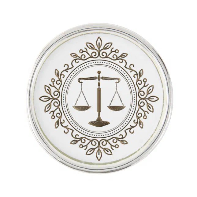 Elegant Golden Scales of Justice Pin | Zazzle