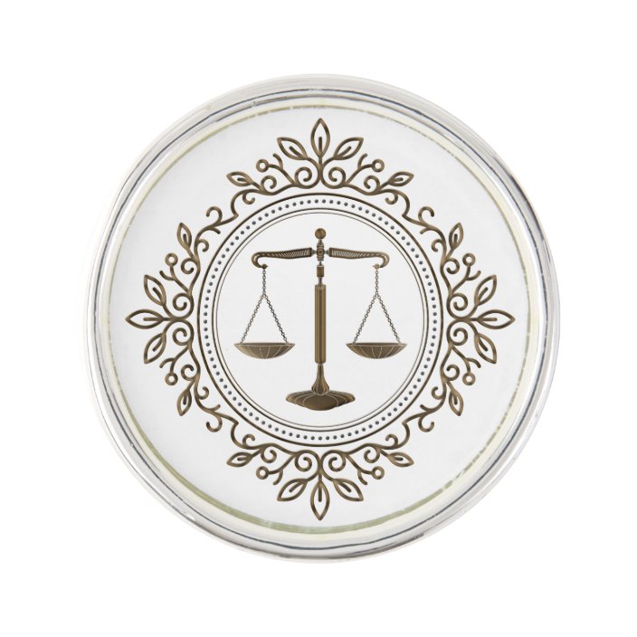 Elegant Golden Scales of Justice Pin | Zazzle.com