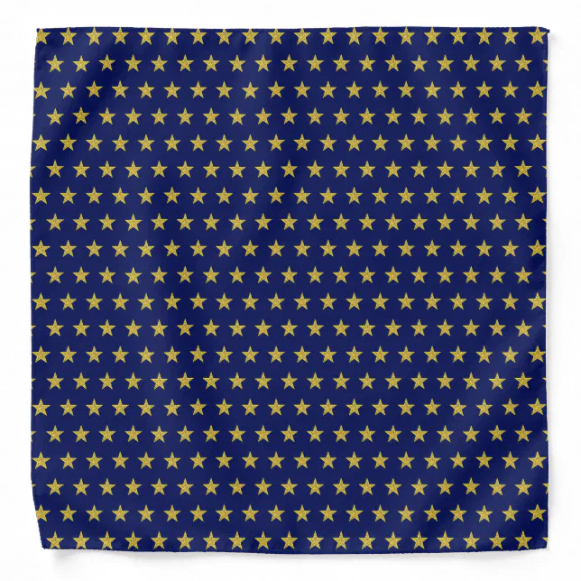 Elegant Golden Star Pattern on Navy Blue Bandana | Zazzle