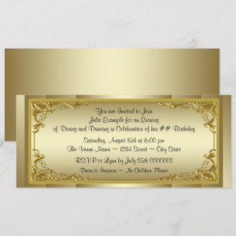 Elegant Golden Ticket Birthday Party Invitation | Zazzle
