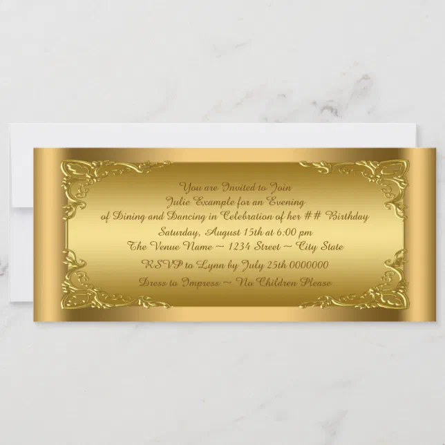 Elegant Golden Ticket Party Invitation | Zazzle