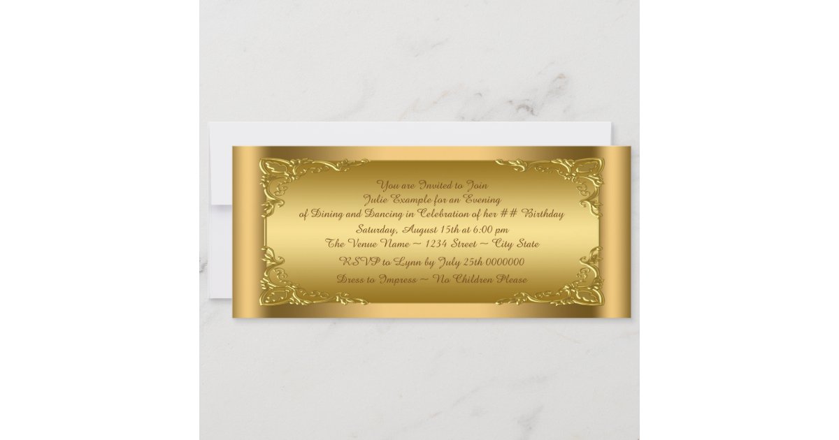 Elegant Golden Ticket Party Invitation | Zazzle