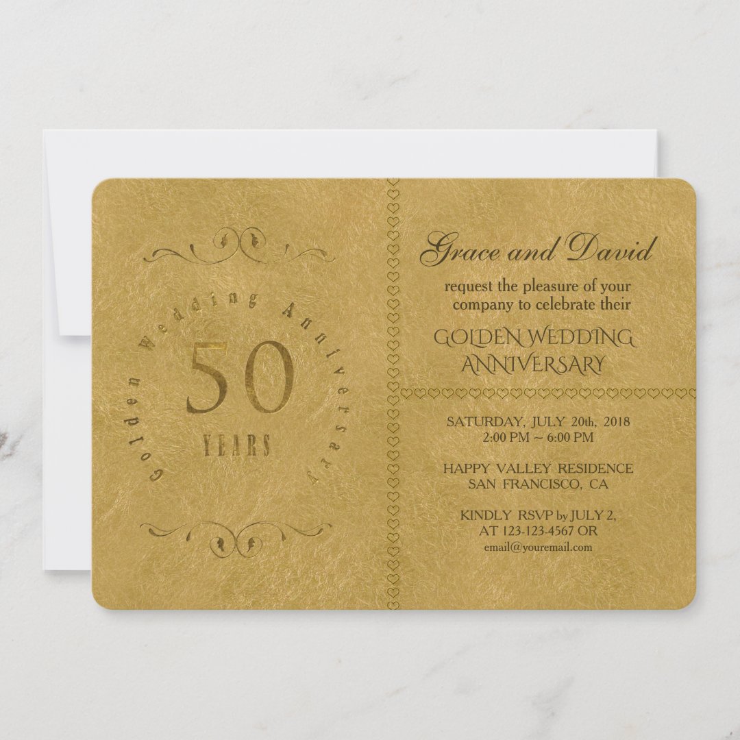 Elegant Golden Wedding Anniversary Invitation | Zazzle