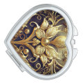 Elegant Goldwork Heart Shaped Compact Mirror | Zazzle