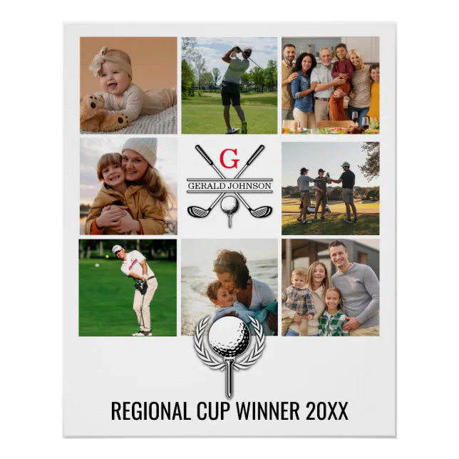 Elegant Golf Monogram Collage Design Poster | Zazzle