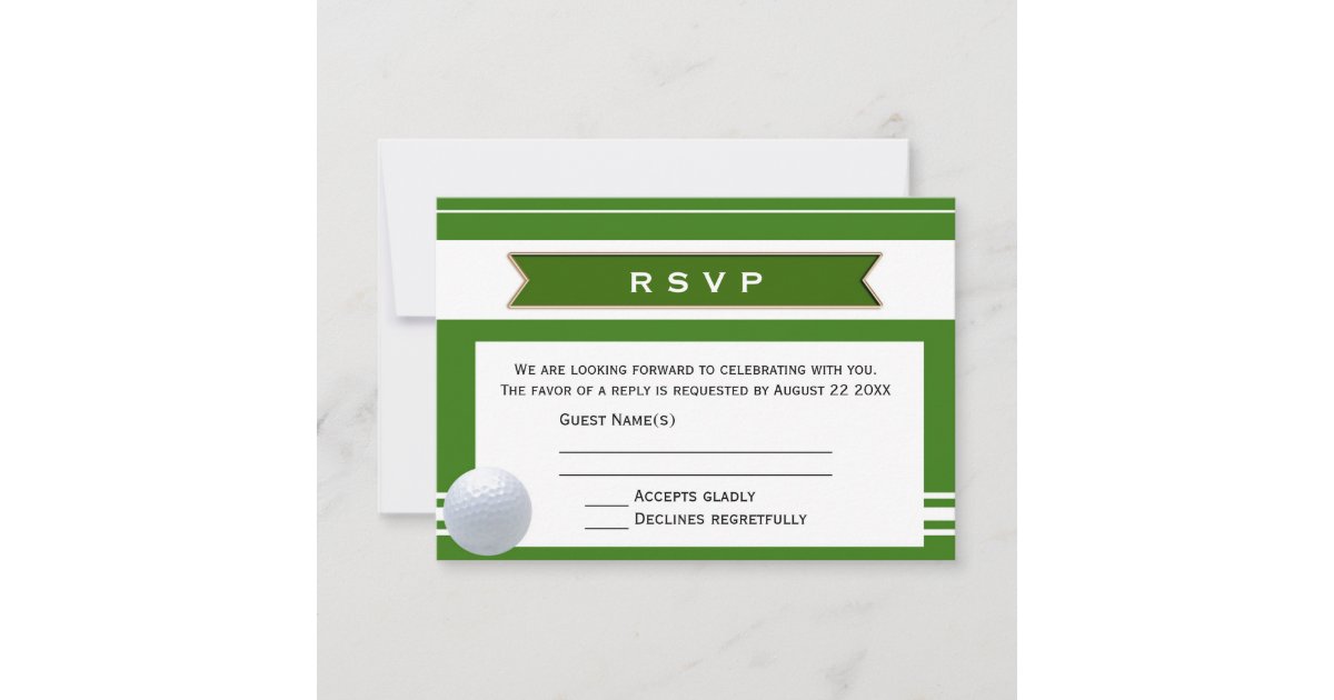 Elegant Golf Theme RSVP Wedding Invitation Card | Zazzle