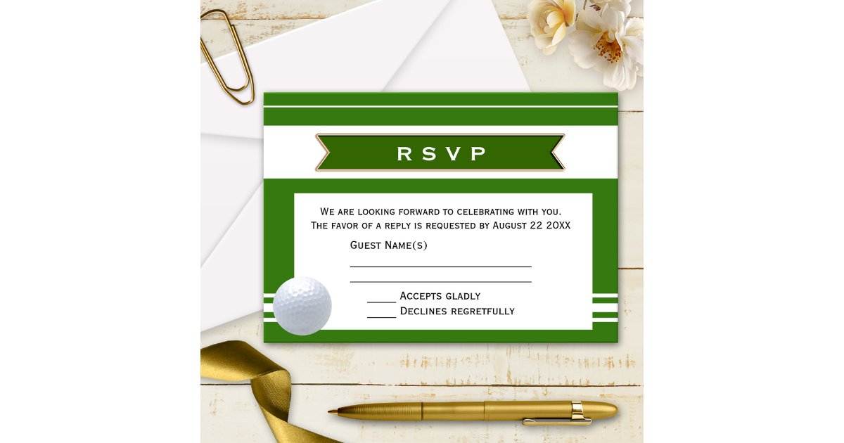 Elegant Golf Theme RSVP Wedding Invitation Card | Zazzle