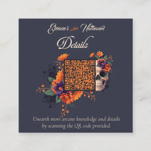 Elegant Goth Floral Minimal Budget QR code Details Enclosure Card | Zazzle