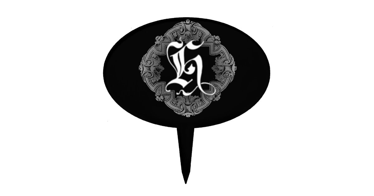Elegant Goth Initial H Cake Topper | Zazzle