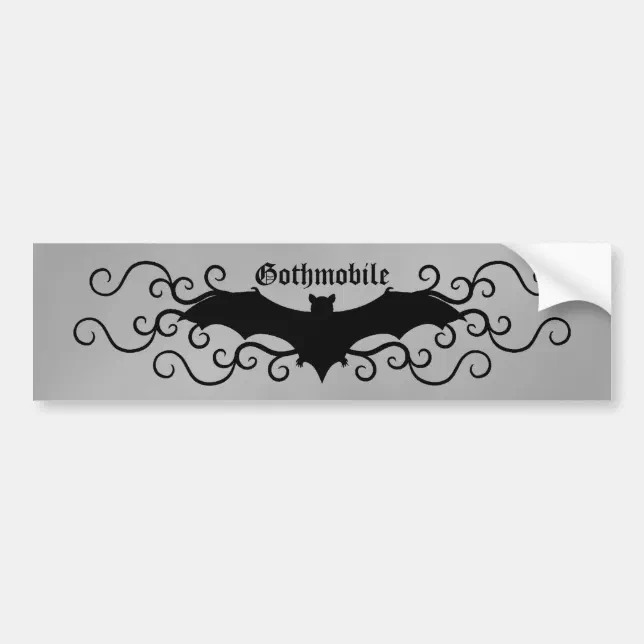 Elegant Gothic bat and swirls goth mobile Bumper Sticker | Zazzle