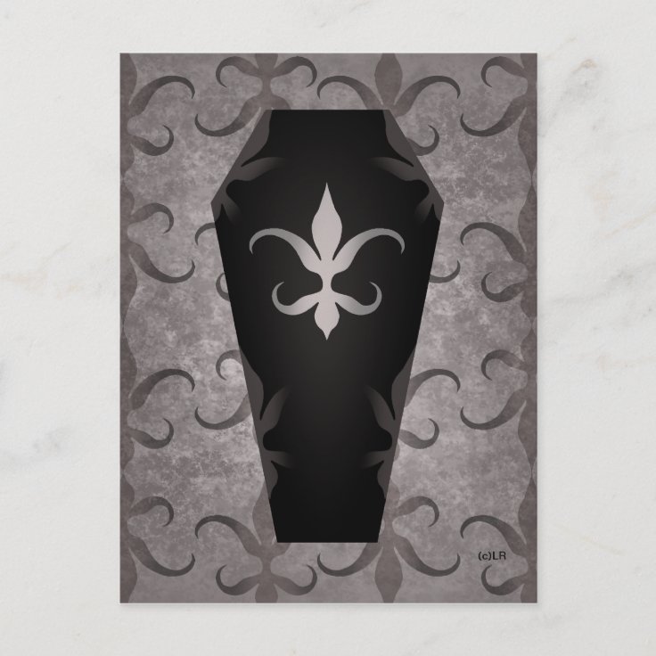 Elegant gothic coffin for Halloween Postcard | Zazzle