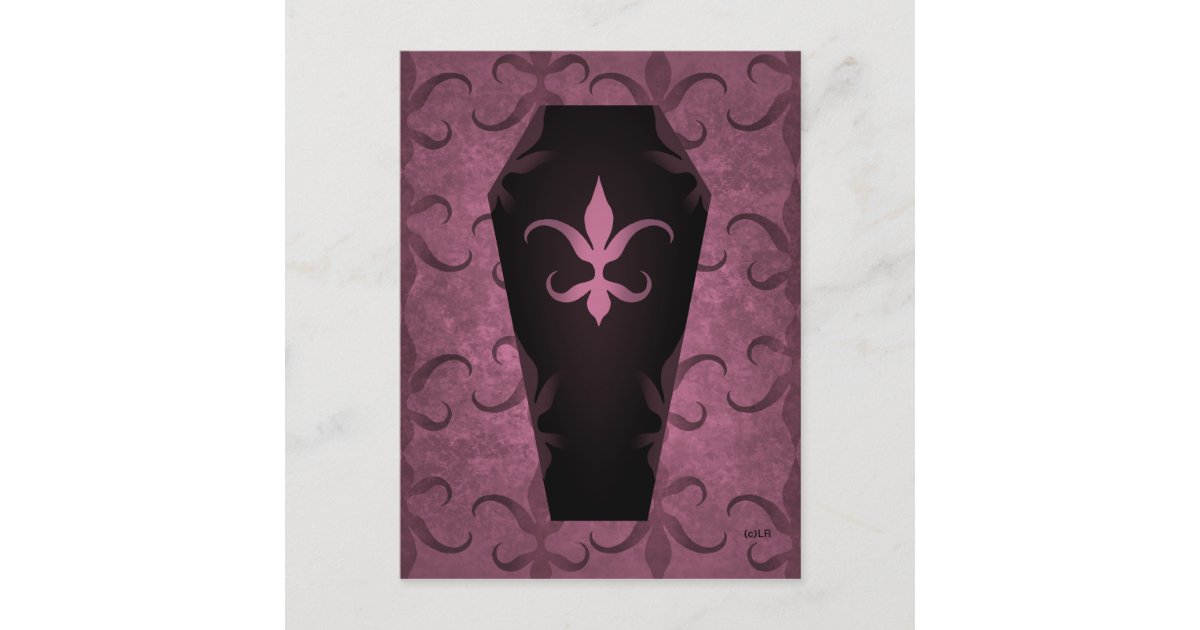 Elegant gothic coffin purple mauve Halloween Postcard | Zazzle