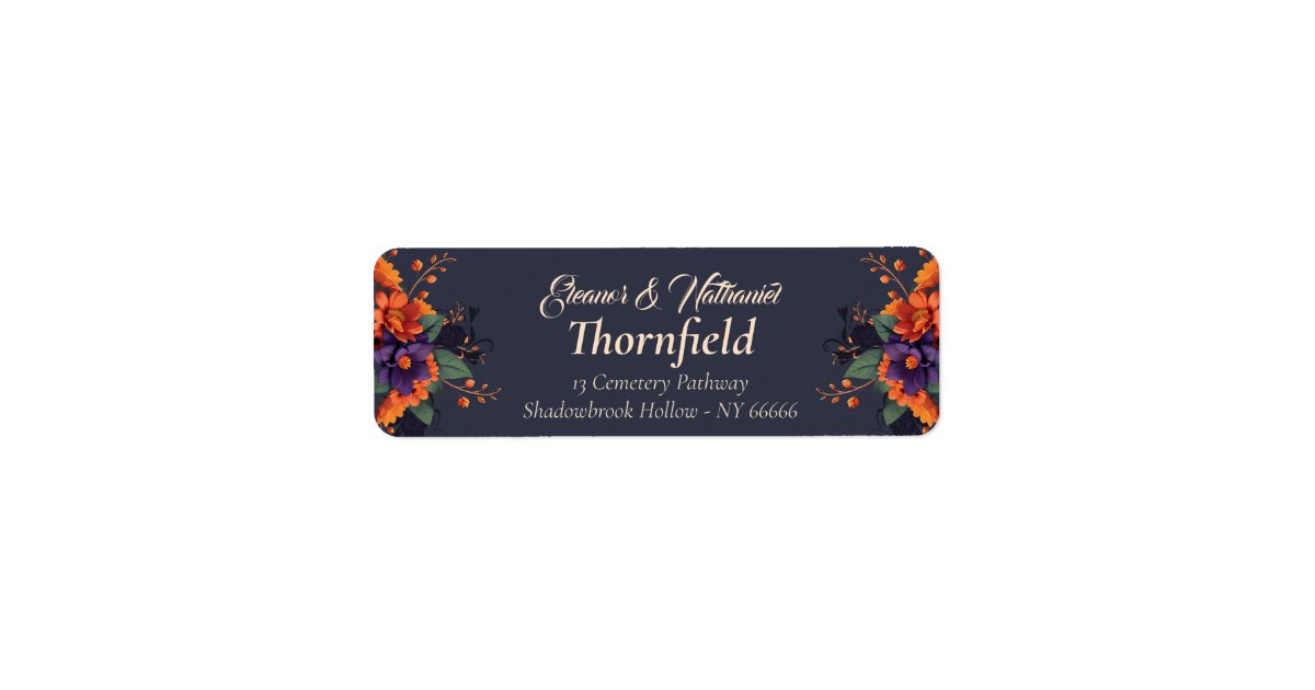 Elegant Gothic Floral Traditional wedding Address Label | Zazzle
