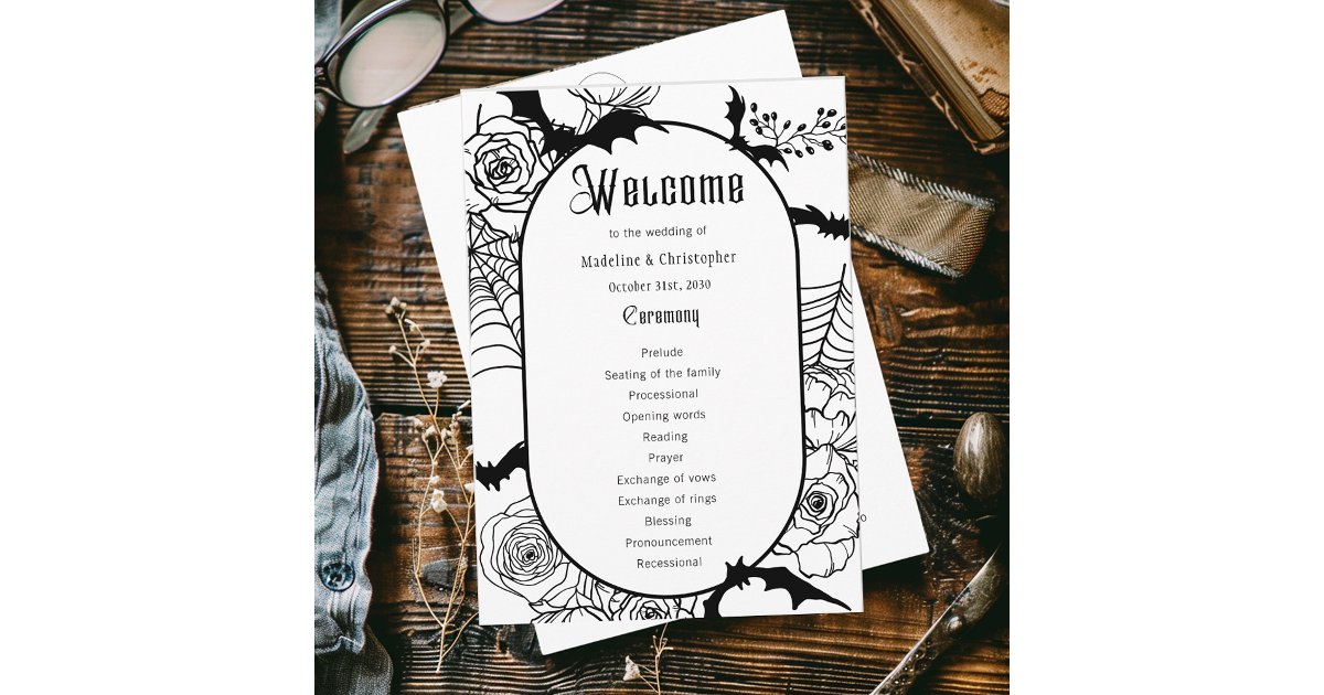Elegant Gothic Floral Wedding Program | Zazzle