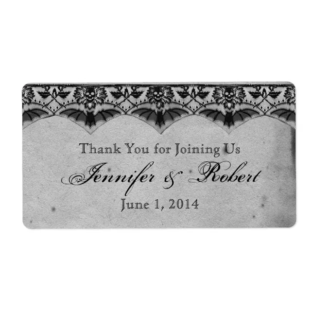 Elegant Gothic Lace Posh Water Bottle Label | Zazzle