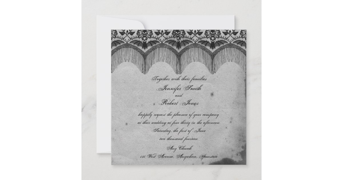 Elegant Gothic Lace Posh Wedding Invitation | Zazzle