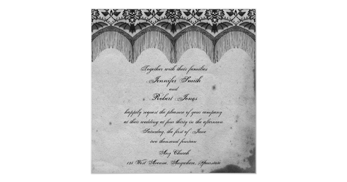 Elegant Gothic Lace Posh Wedding Invitation | Zazzle.com