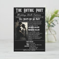 Elegant Gothic Newspaper Photo Black Wedding Invitation | Zazzle