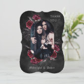 Elegant Gothic Roses Photo Wedding Thank You Card | Zazzle