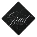 Elegant Grad Calligraphy Script Black and White Graduation Cap Topper ...