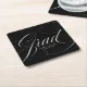 Elegant Grad Calligraphy Script Black Graduation Square Paper Coaster ...