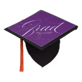Elegant Grad Calligraphy Script Purple Graduation Cap Topper | Zazzle
