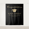 Elegant Grad Cap Black Gold Graduation Welcome Tapestry | Zazzle