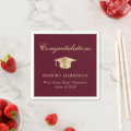 Elegant Grad Cap Burgundy Gold Graduation Party Napkins | Zazzle