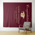 Elegant Grad Cap Burgundy Gold Graduation Welcome Tapestry | Zazzle