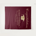 Elegant Grad Cap Burgundy Gold Graduation Welcome Tapestry | Zazzle