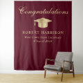 Elegant Grad Cap Burgundy Gold Graduation Welcome Tapestry | Zazzle