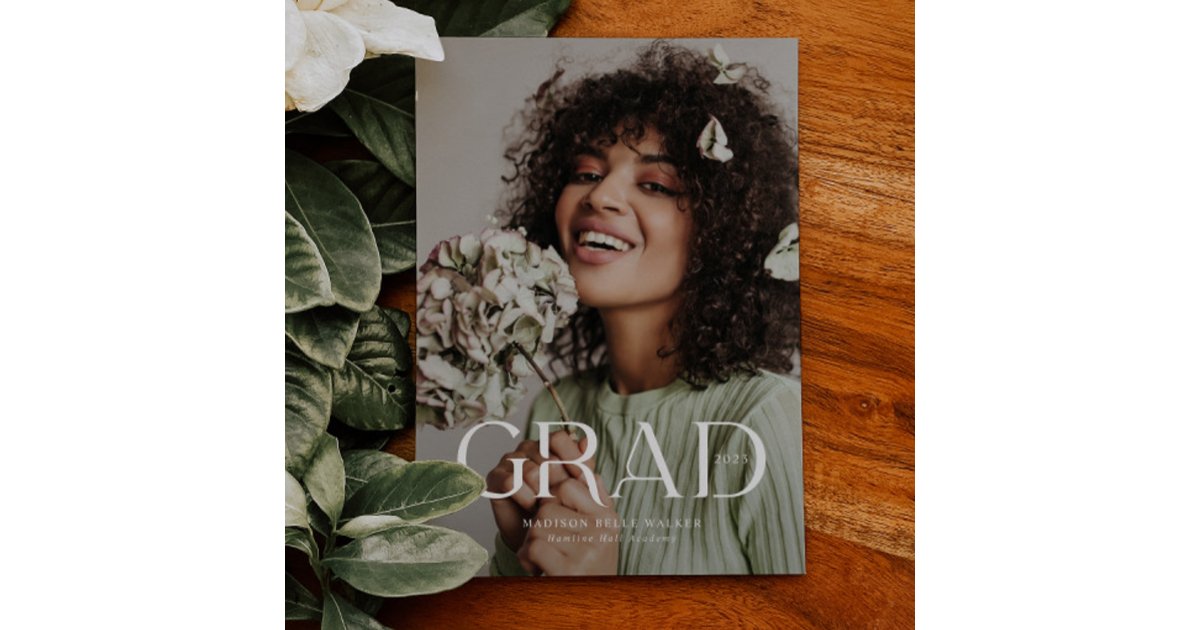 Elegant Grad Overlay Text Graduation Announcement | Zazzle