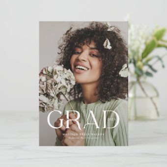 Elegant Grad Overlay Text Graduation Announcement | Zazzle